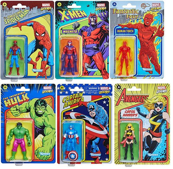 Marvel Legends Retro Collection Wave 1 Set of Six 3.75 Inch Action Fig ...